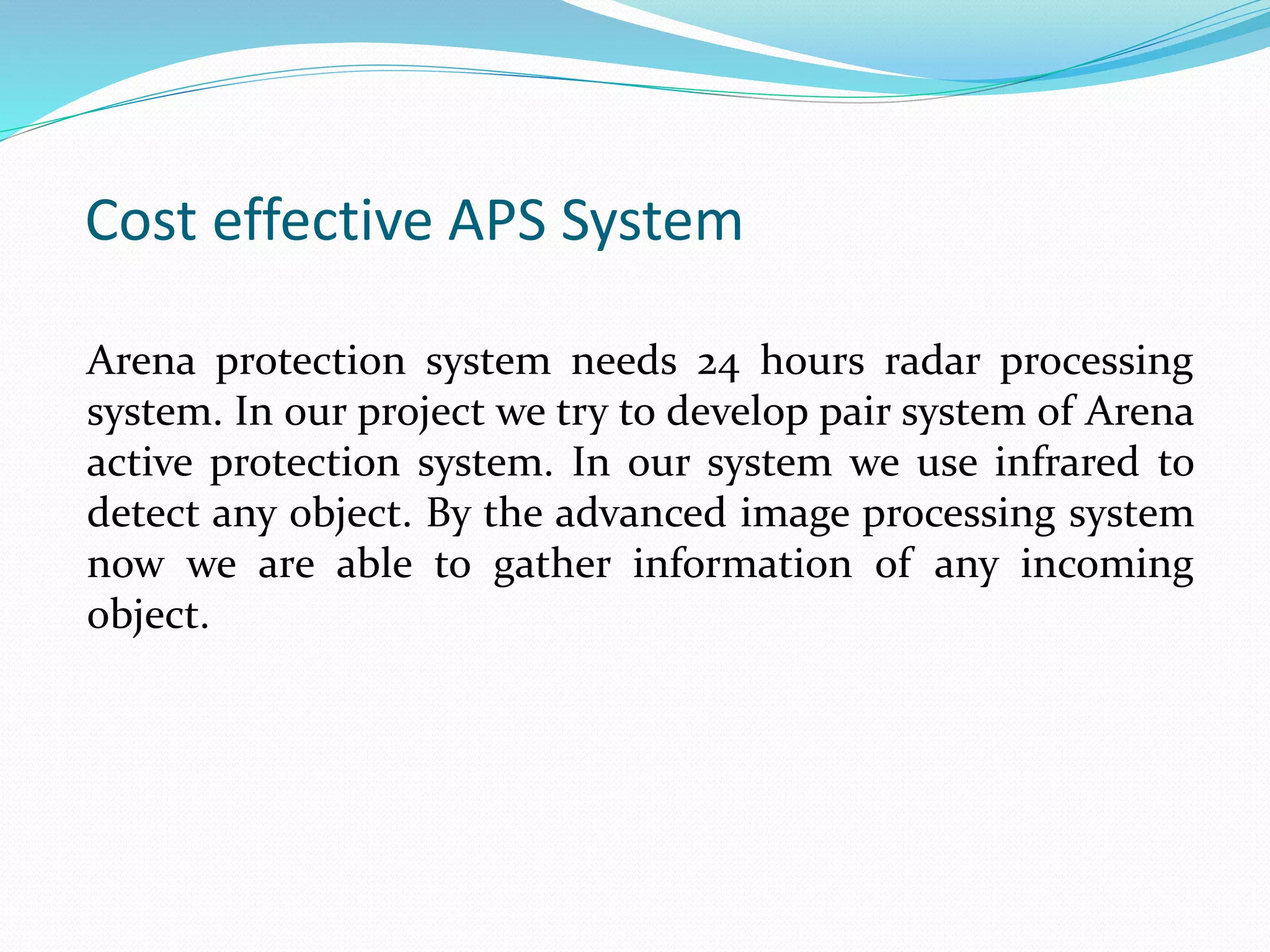 Cost effective arena active protection system | PPTX