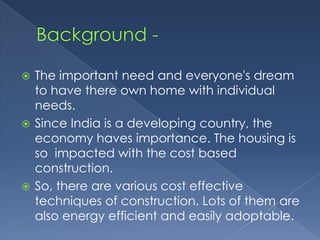 Cost effective construction techniques | PPTX