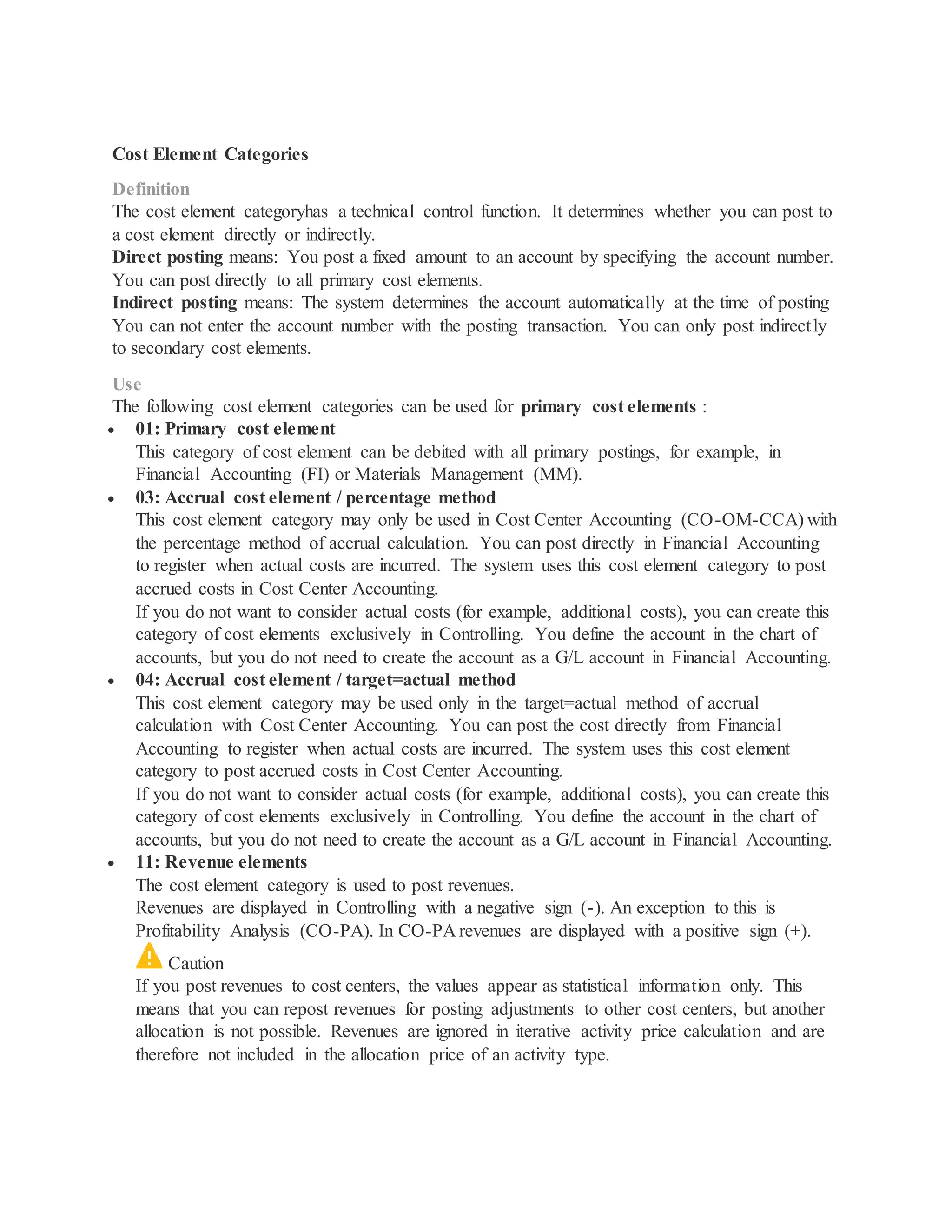 Cost element categories | DOCX