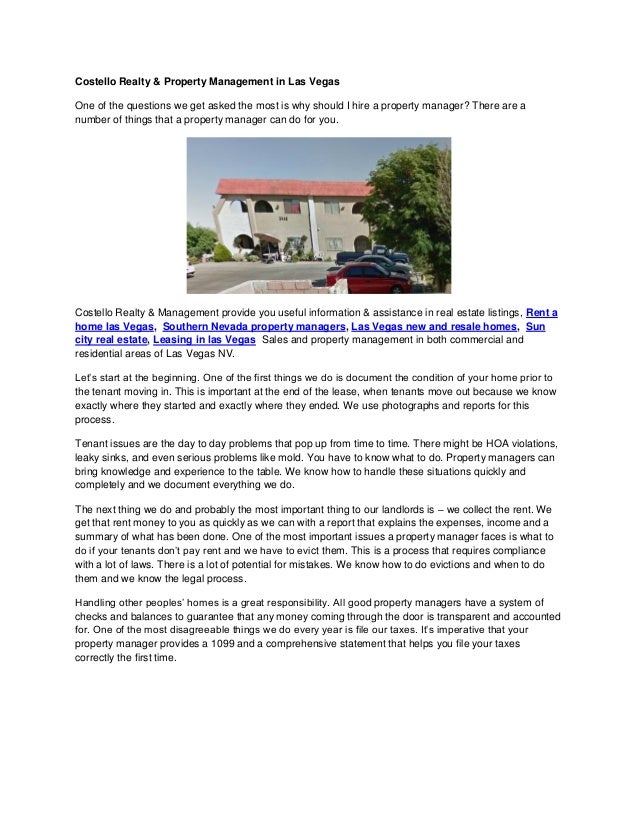 Costello realty & property management in las vegas