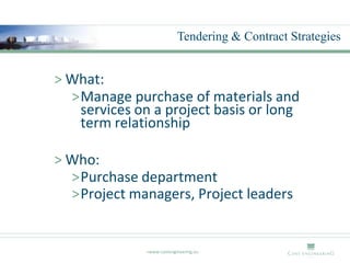 Cost Engineering for Tendering & Contracting | PDF