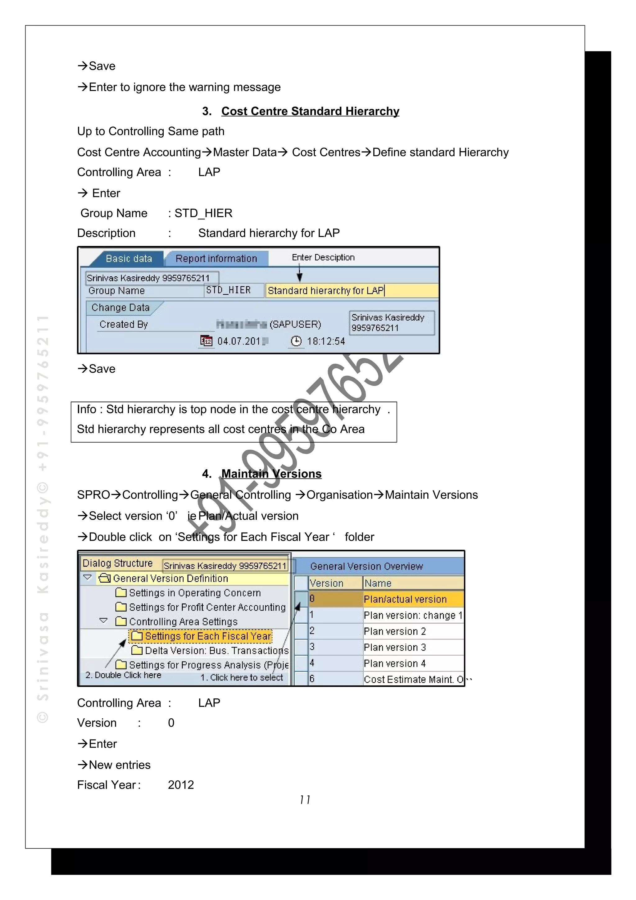 SAP CO step by step config guide & user manual part 1 | DOC