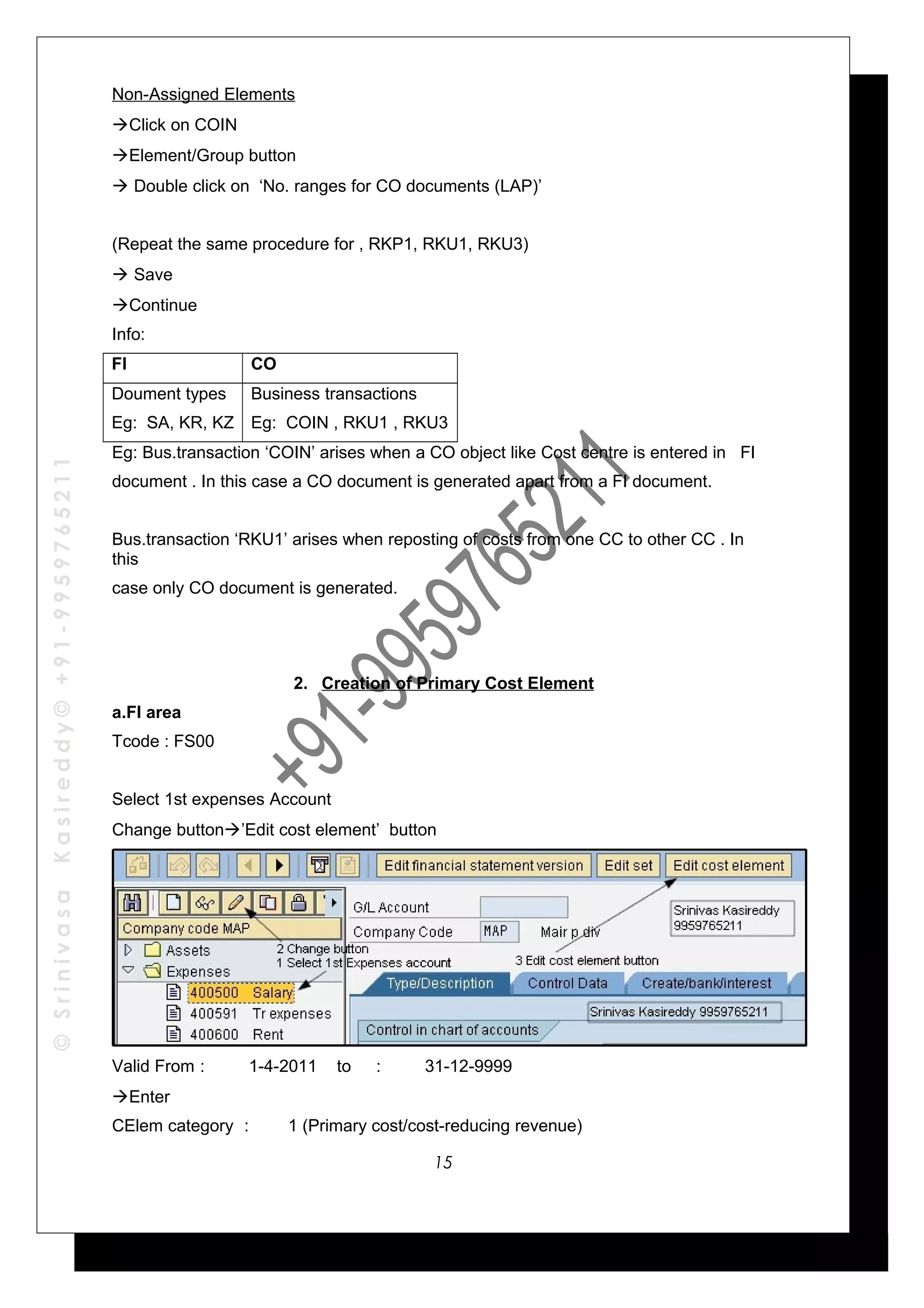 SAP CO step by step config guide & user manual part 1 | DOC
