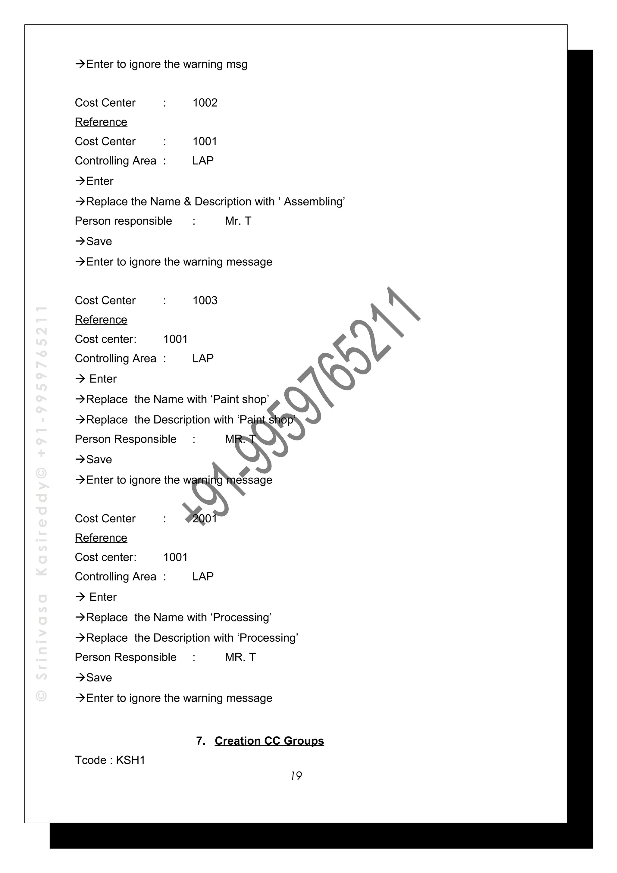 SAP CO step by step config guide & user manual part 1 | DOC