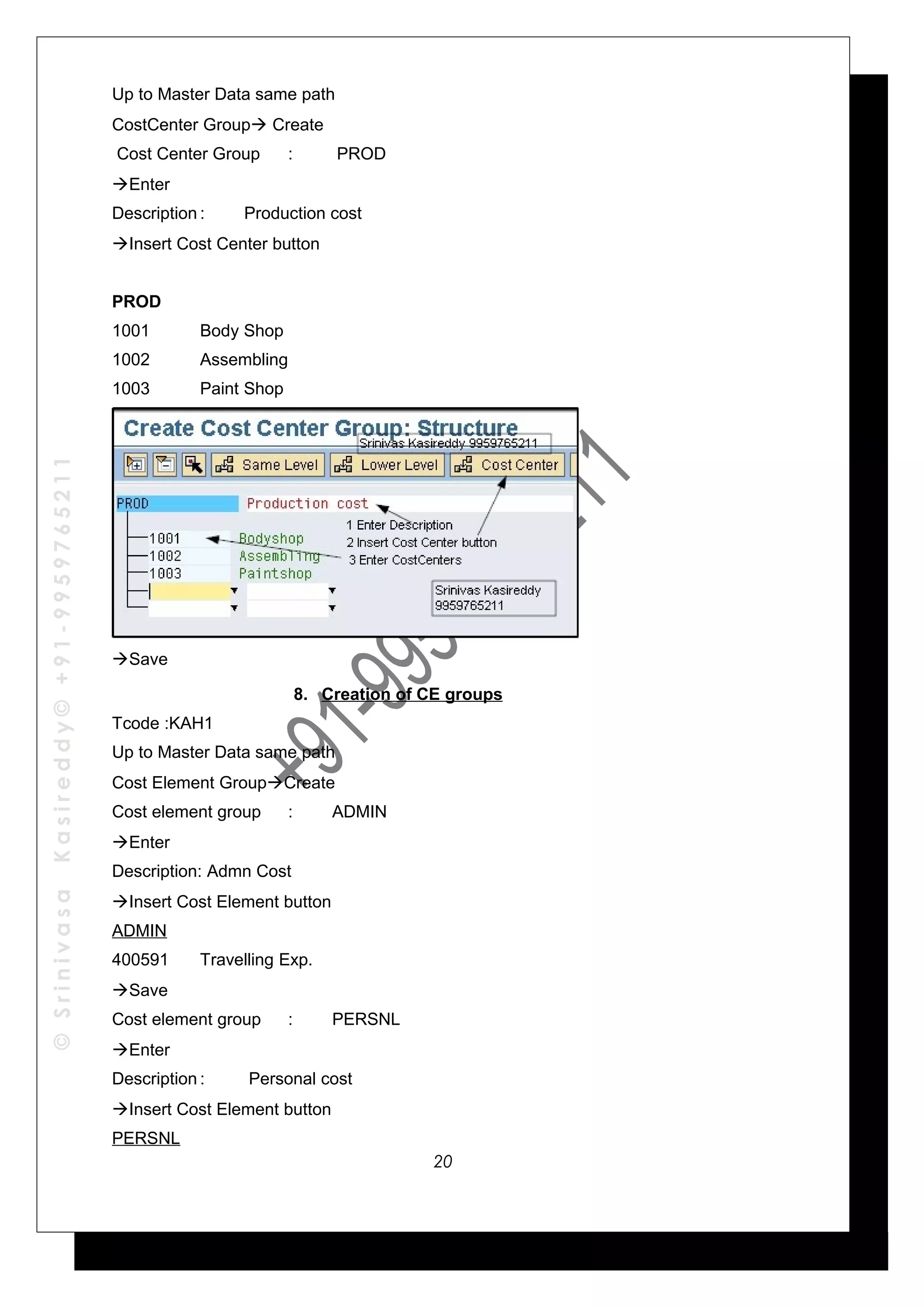 SAP CO step by step config guide & user manual part 1 | DOC