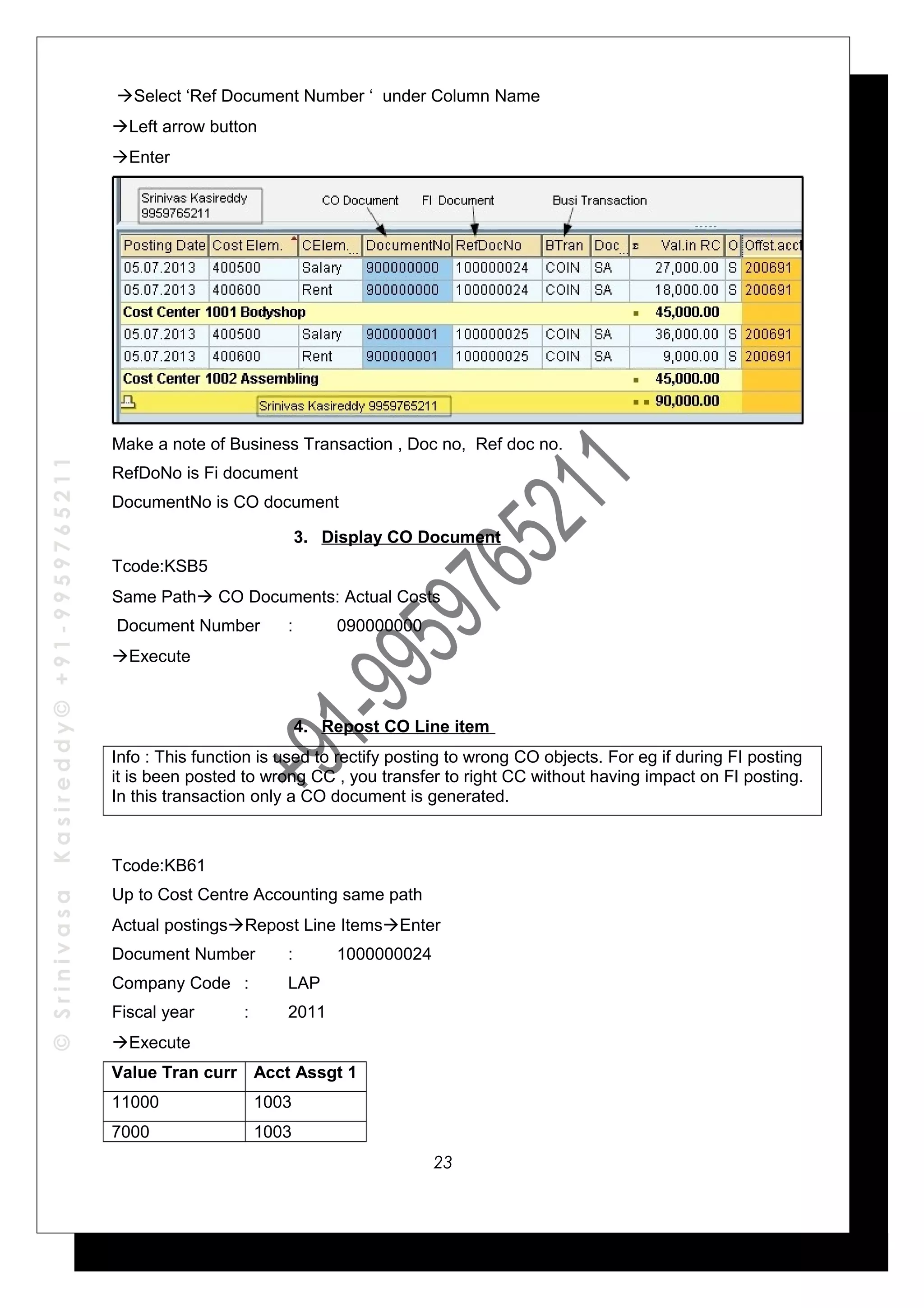 SAP CO step by step config guide & user manual part 1 | DOC