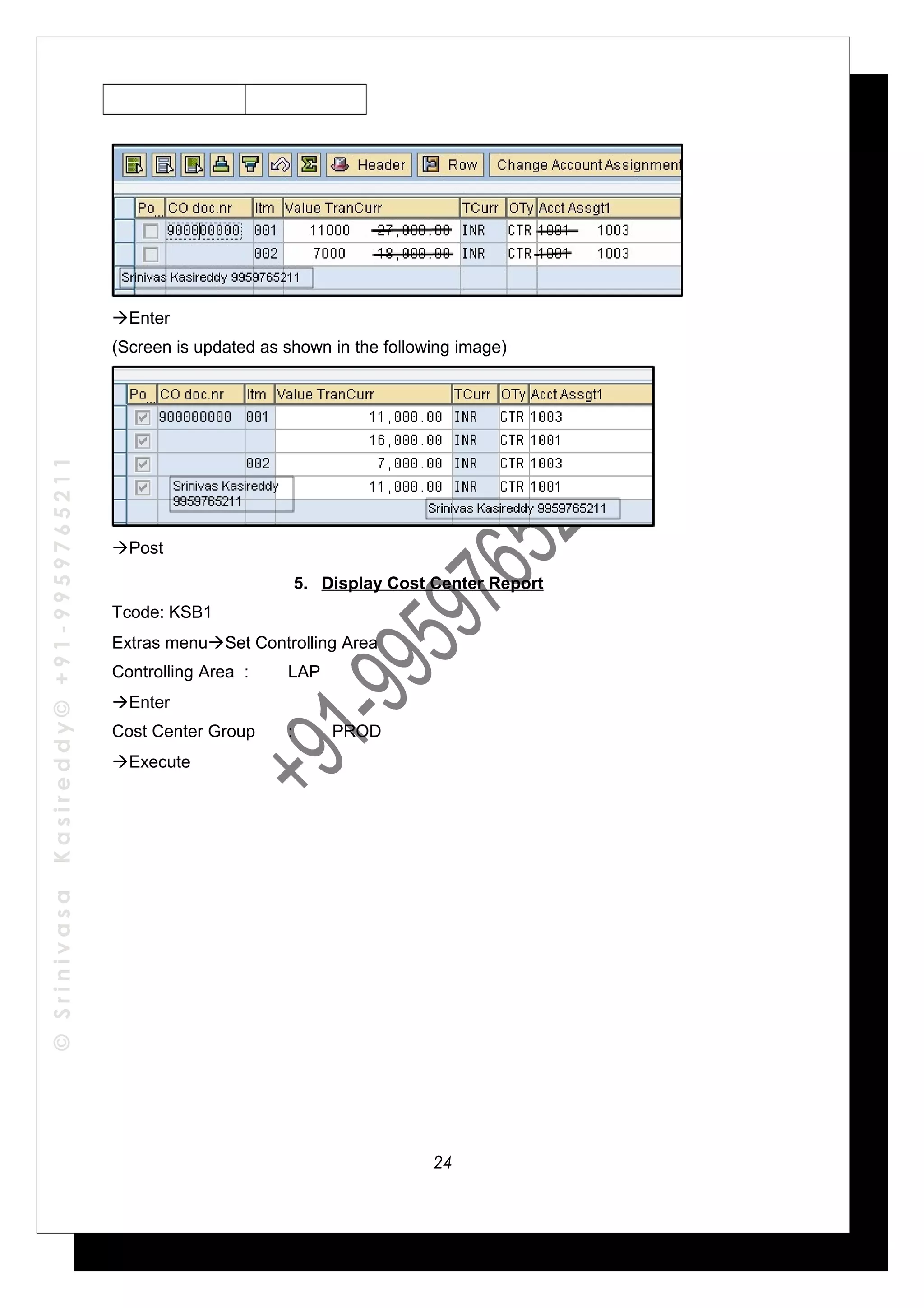 SAP CO step by step config guide & user manual part 1 | DOC