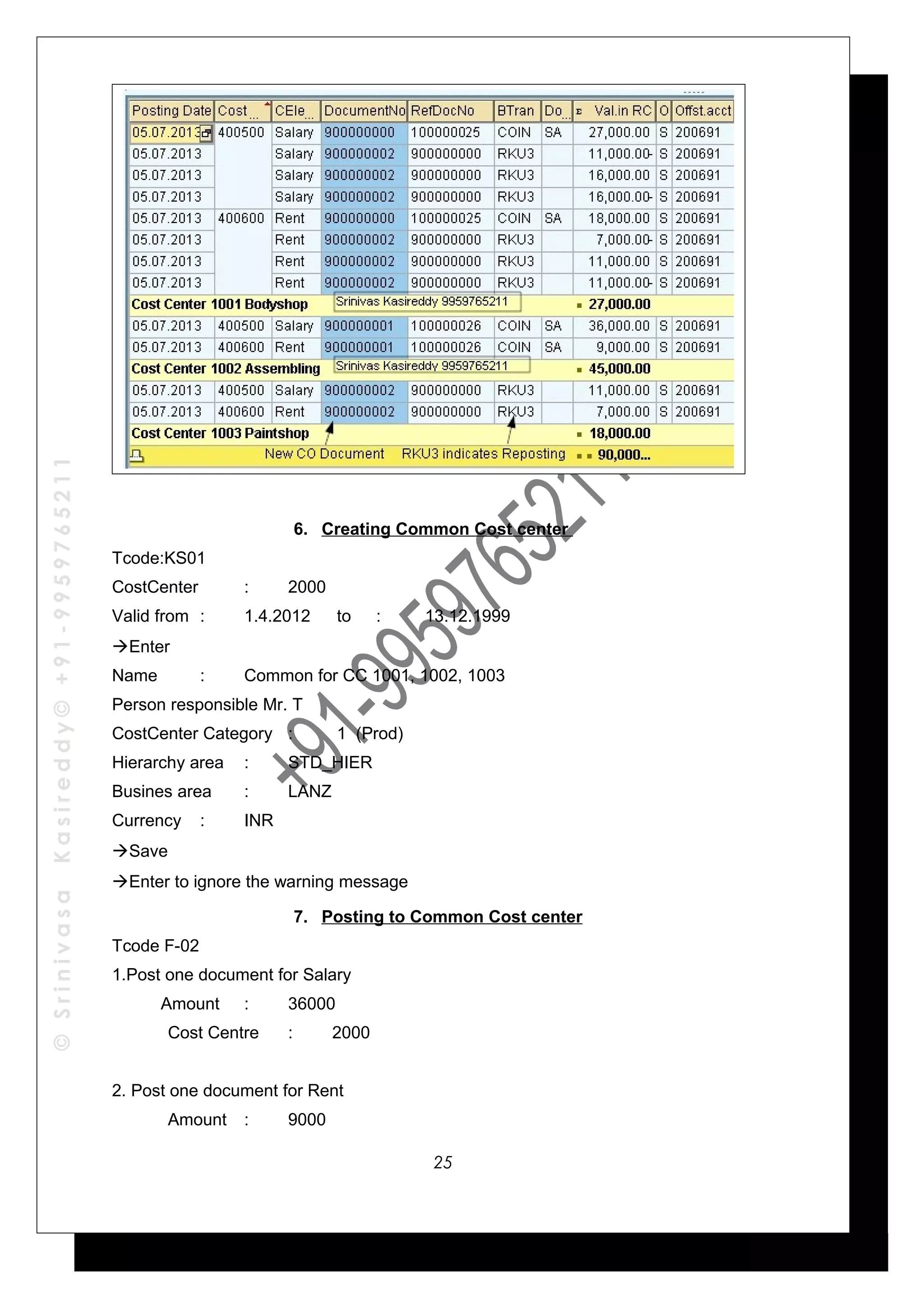 SAP CO step by step config guide & user manual part 1 | DOC