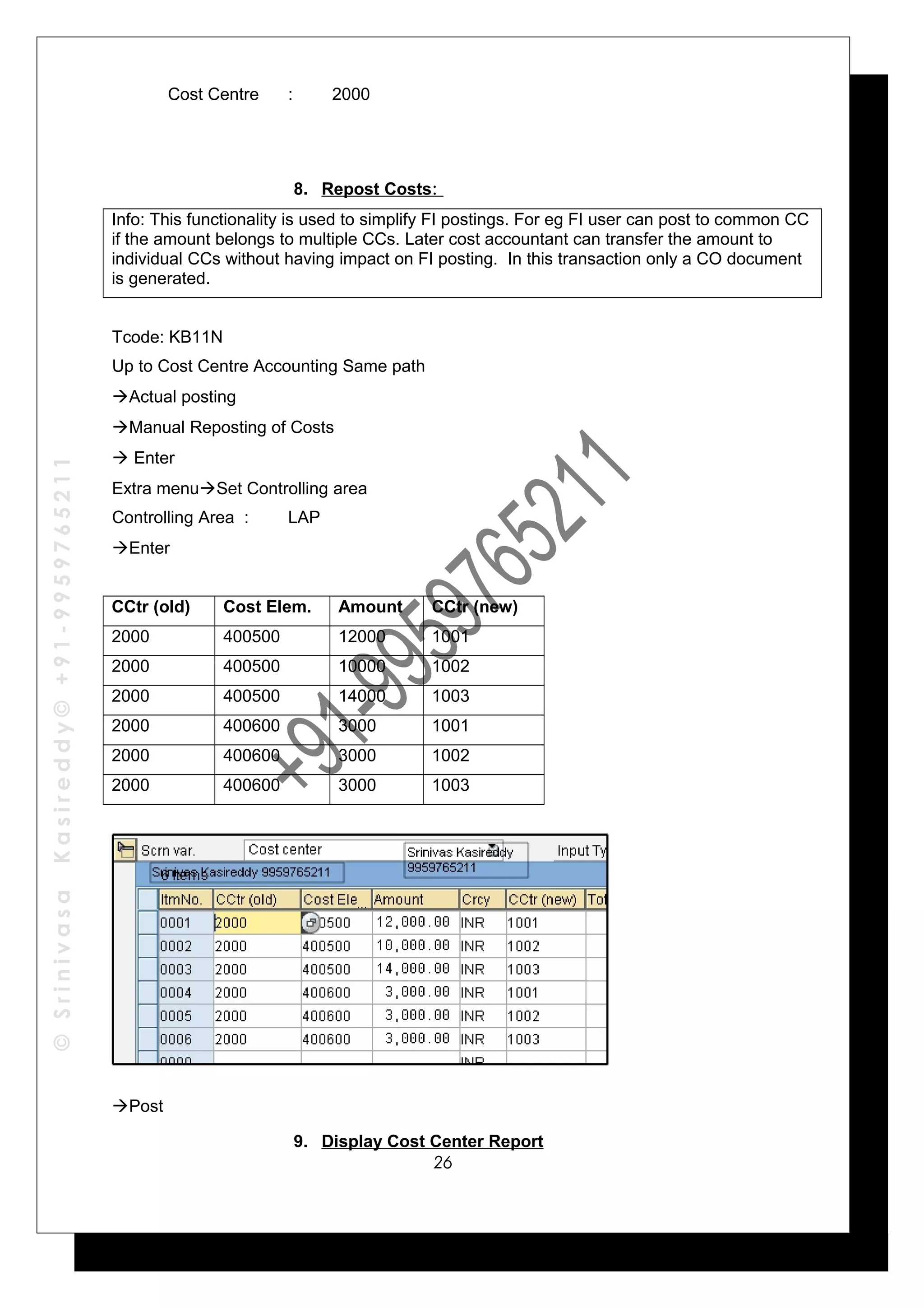 SAP CO step by step config guide & user manual part 1 | DOC