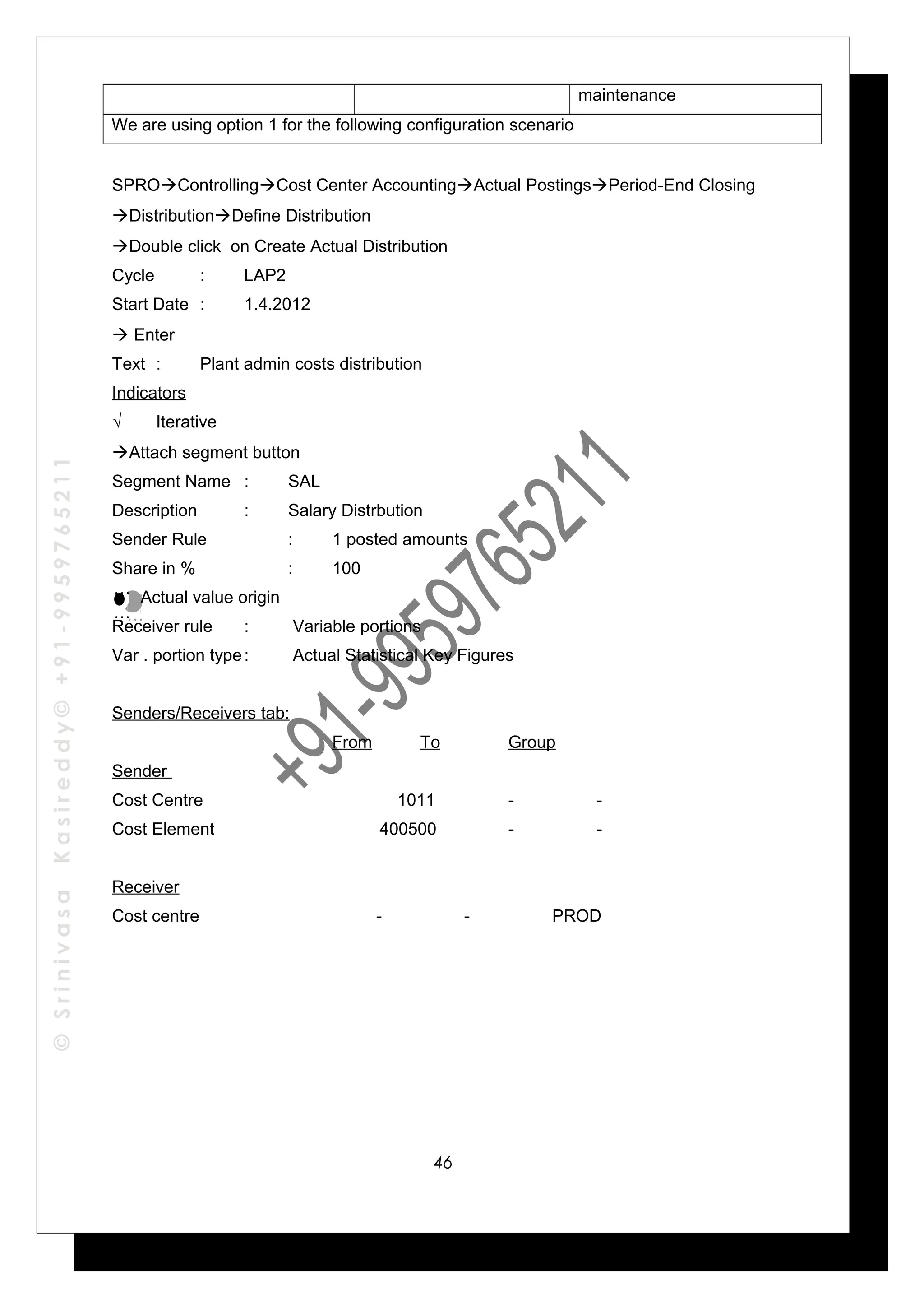 SAP CO step by step config guide & user manual part 1 | DOC