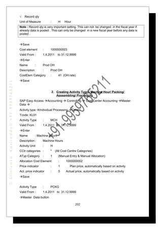SAP CO step by step config guide & user manual part 1 | DOC