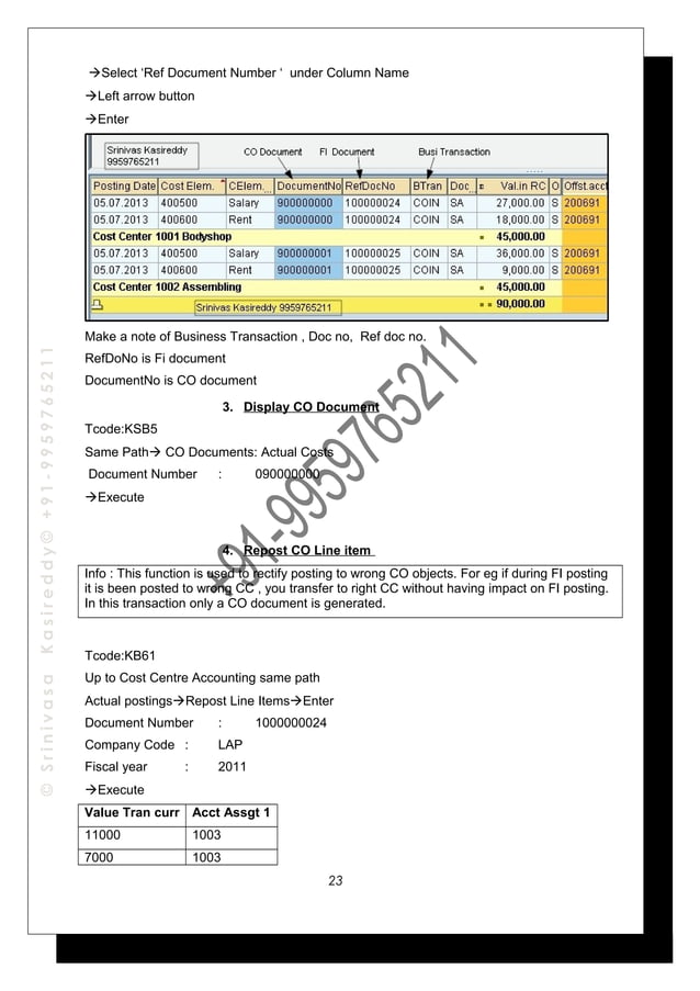 SAP CO step by step config guide & user manual part 1 | DOC