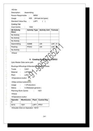 SAP CO step by step config guide & user manual part 1 | DOC
