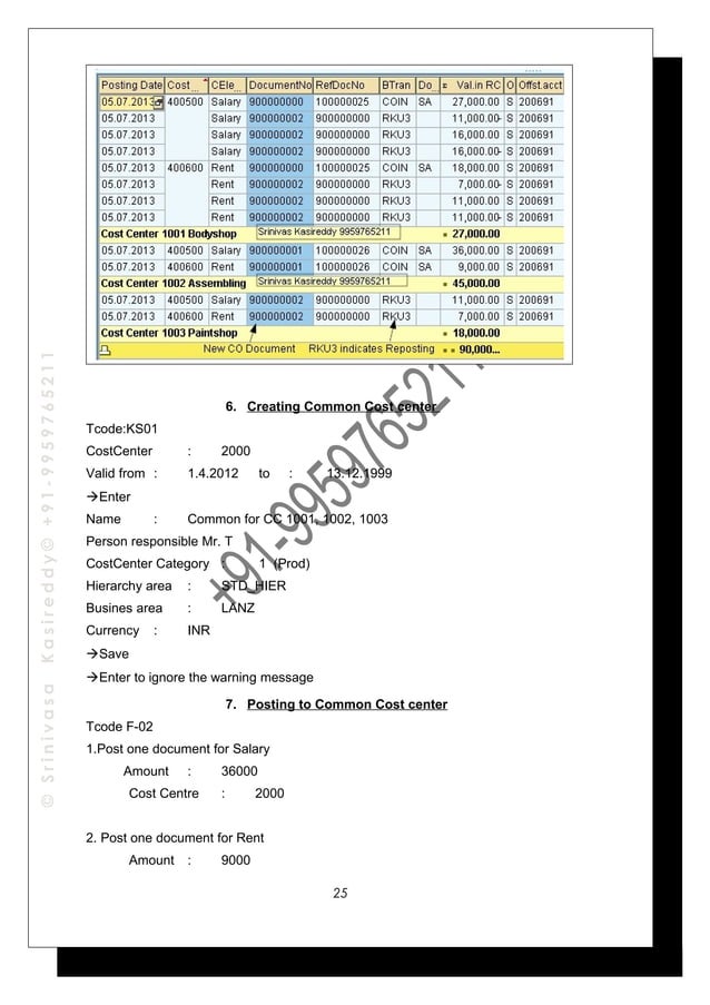 SAP CO step by step config guide & user manual part 1 | DOC