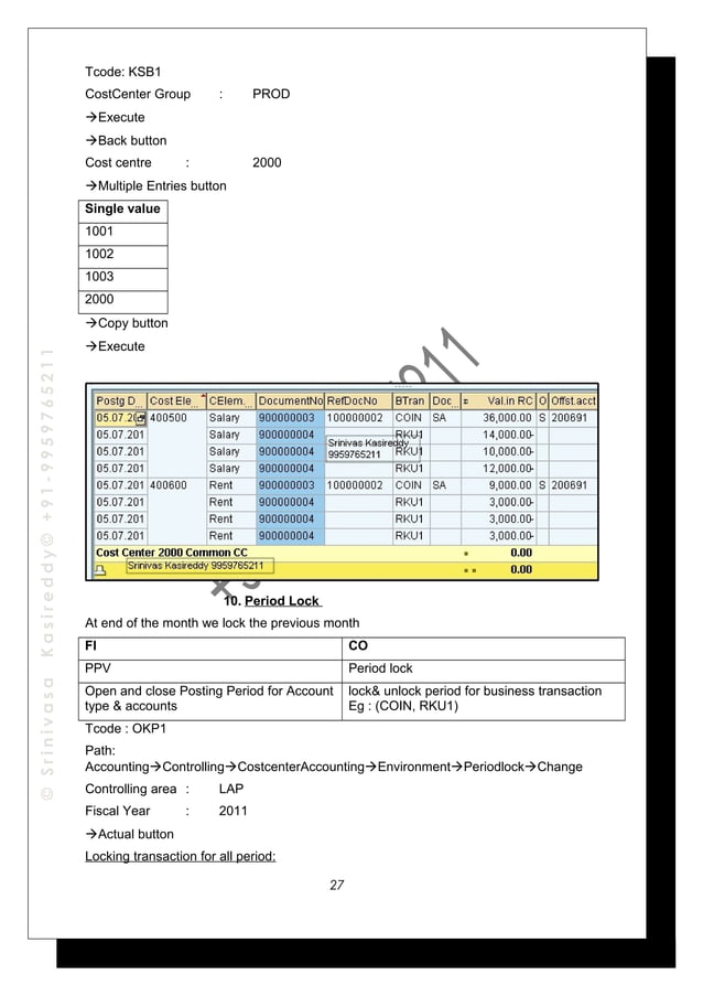 SAP CO step by step config guide & user manual part 1 | DOC