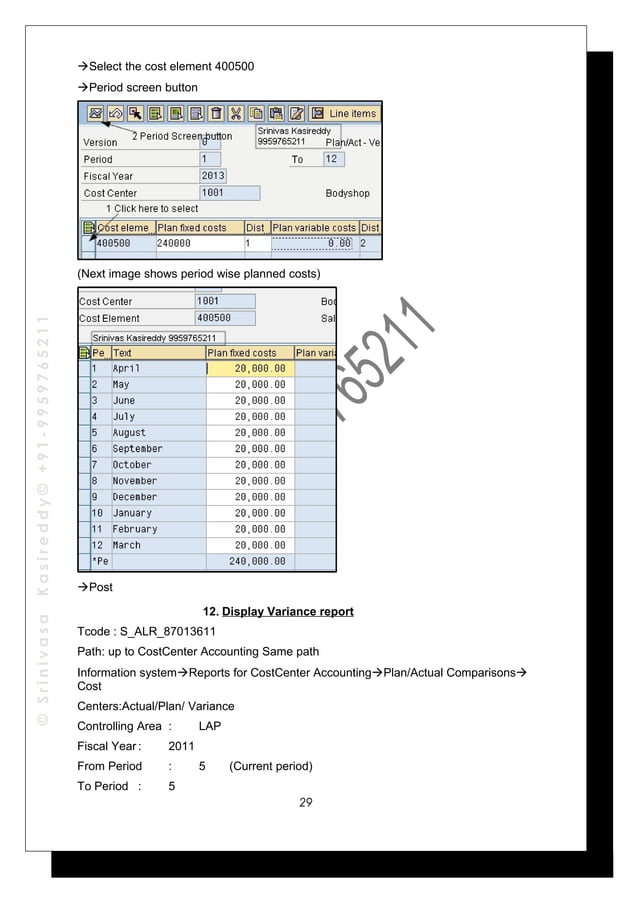 SAP CO step by step config guide & user manual part 1 | DOC