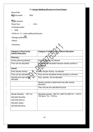 SAP CO step by step config guide & user manual part 1 | DOC