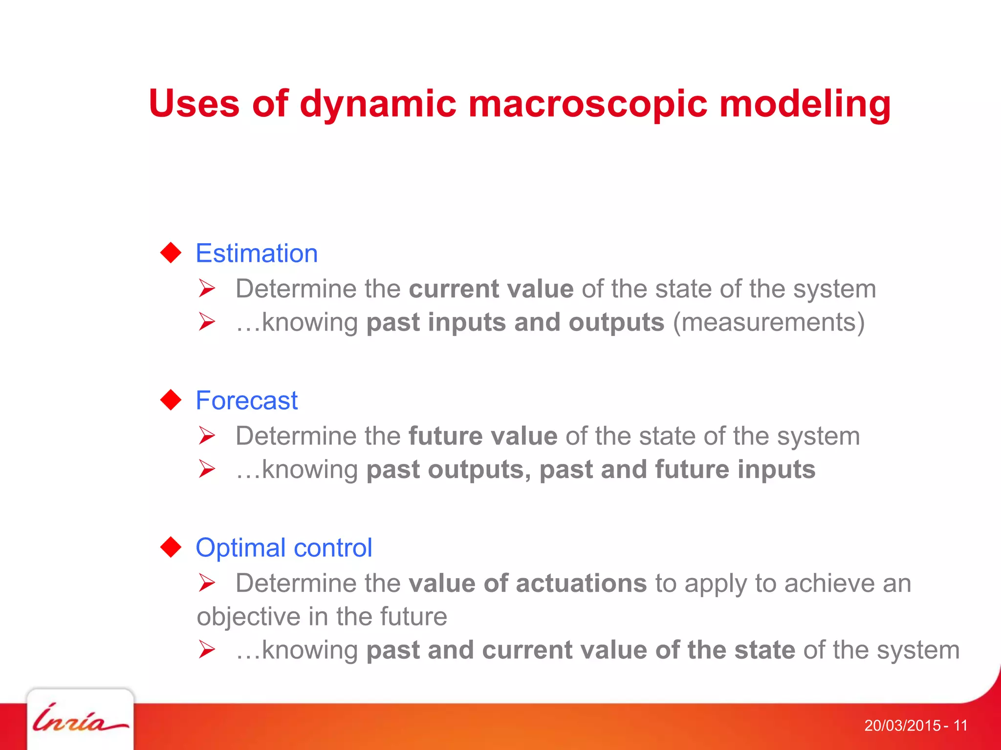 Dynamic road traffic modeling: some elements | PDF