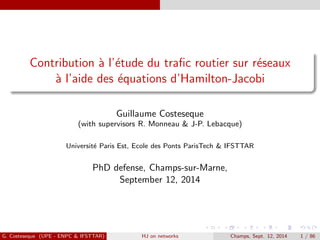 Contribution à l'étude du trafic routier sur réseaux à l'aide des ...