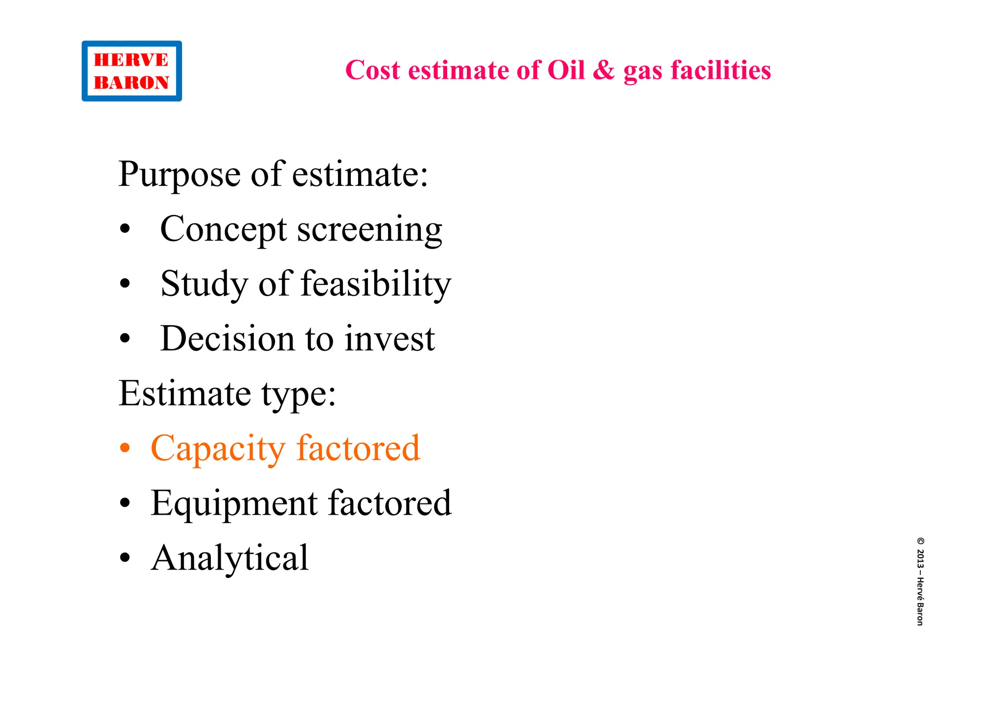 cost estimate for oil and gas plant in petro | PDF