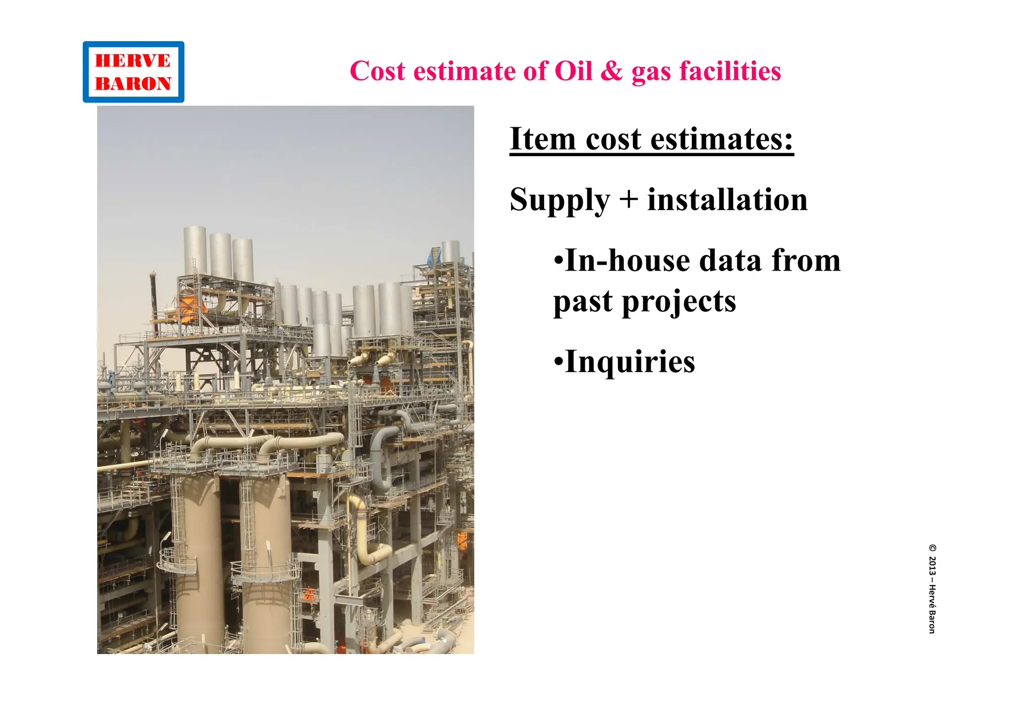 cost estimate for oil and gas plant in petro | PDF