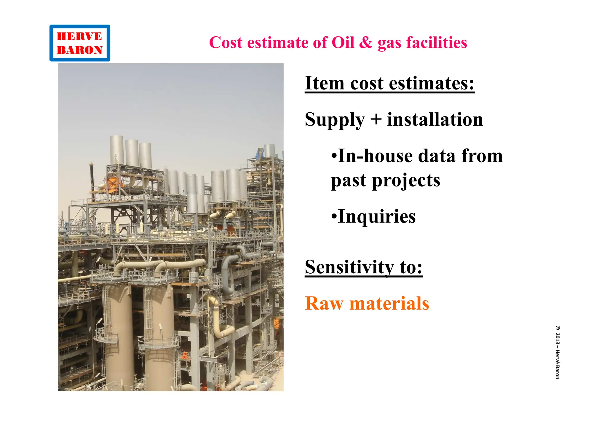 cost estimate for oil and gas plant in petro | PDF