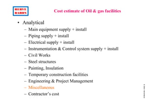 cost estimate for oil and gas plant in petro | PDF