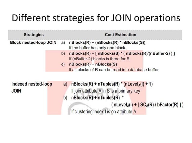 Cost estimation for Query Optimization Cost estimation for Query Optimization