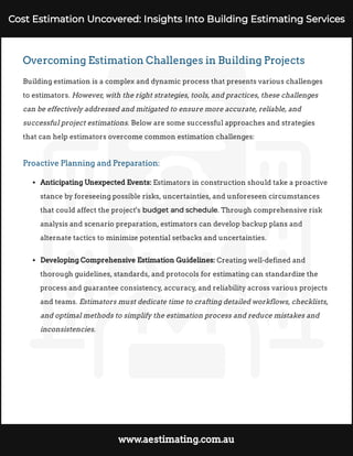 Cost Estimation Uncovered Insights Into Building Estimating Services ...
