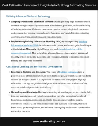 Cost Estimation Uncovered Insights Into Building Estimating Services ...