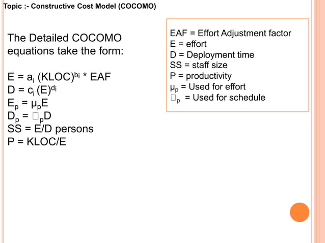 Cost estimation using cocomo model | PPTX | Computing | Technology & Computing