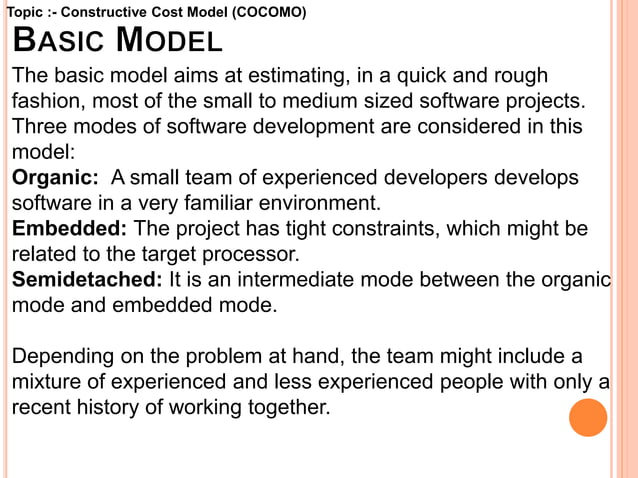 Cost Estimation Using Cocomo Model Pptx Computing Technology And Computing