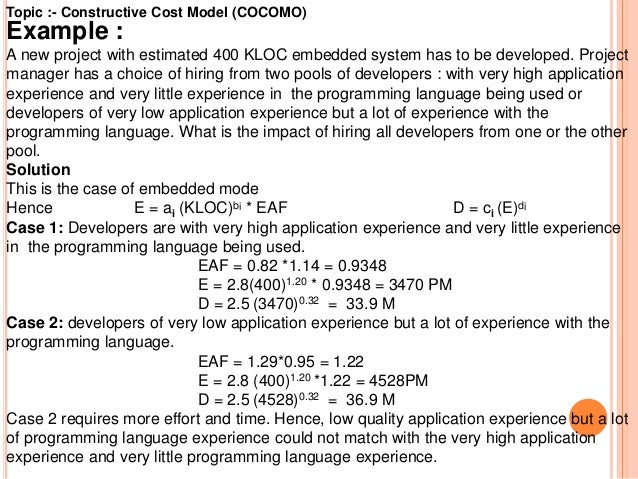 Cost estimation using cocomo model Cost estimation using cocomo model