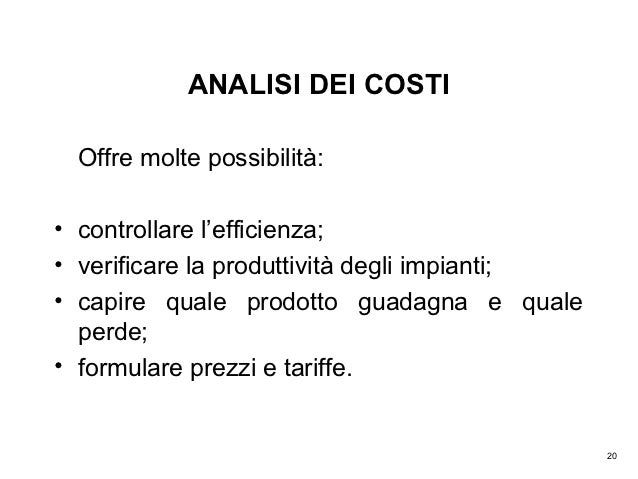 Costi Analisi Introduzione Lezione 3
