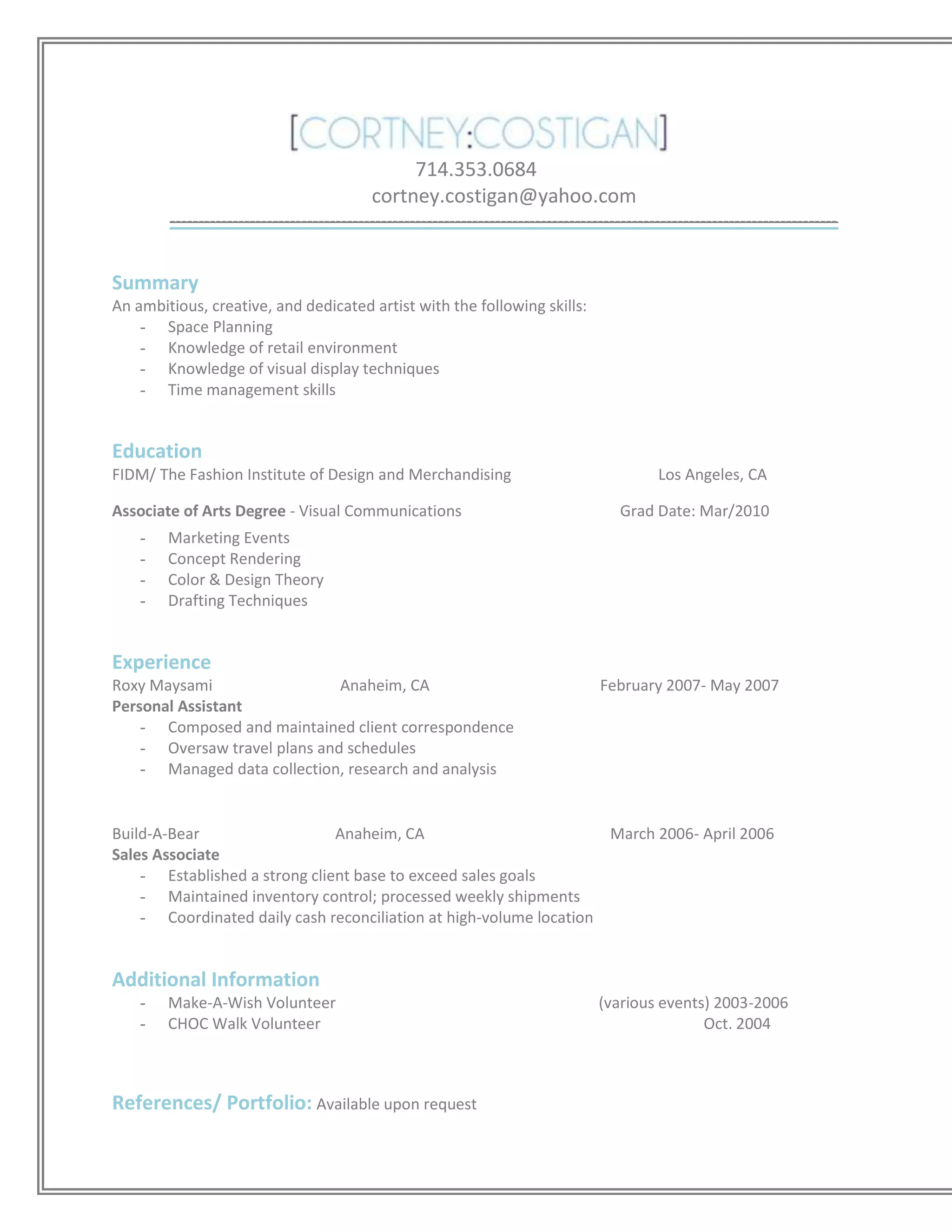 Costigan Resume | DOCX