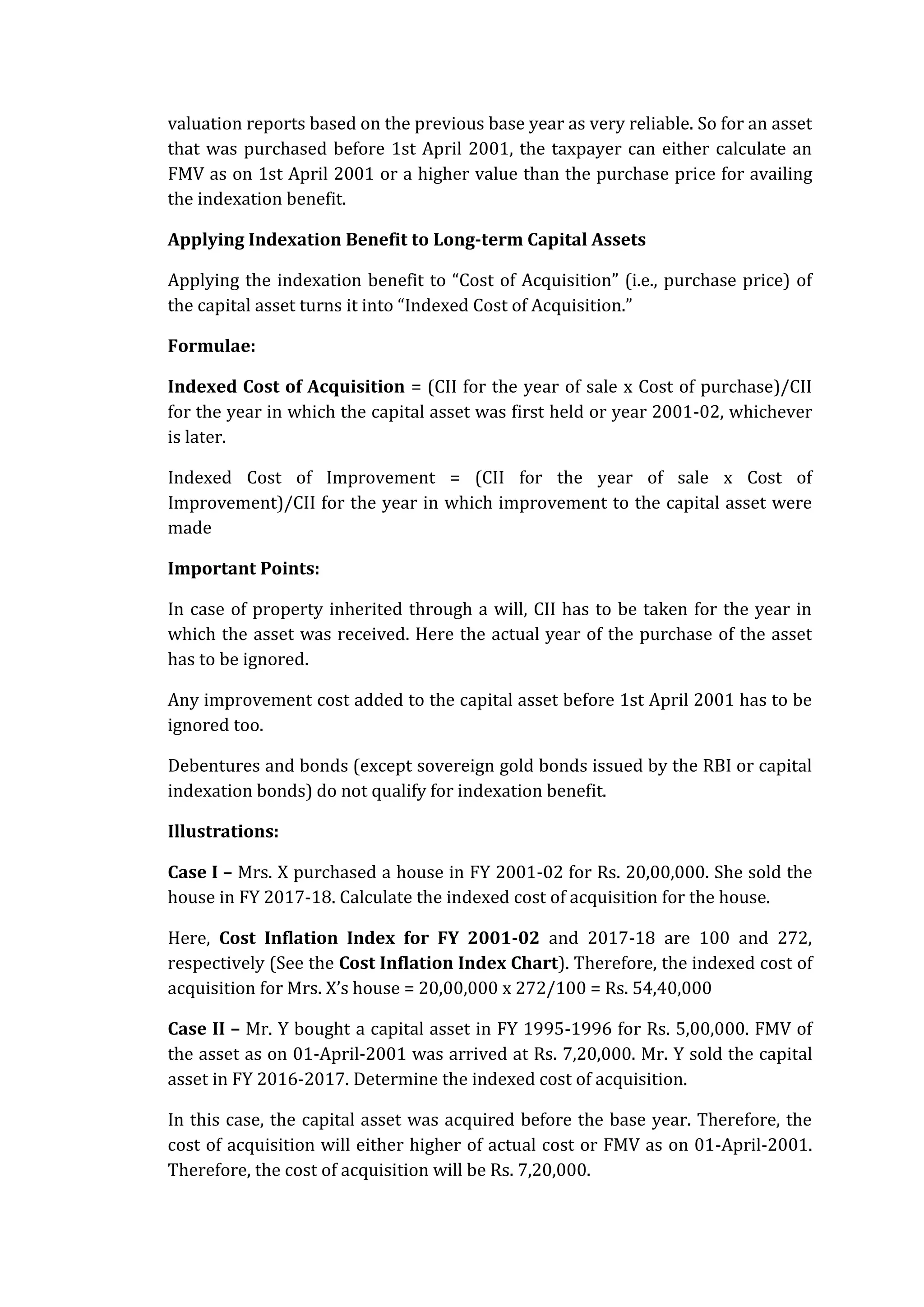 Cost Inflation Index under Income Tax Act | PDF