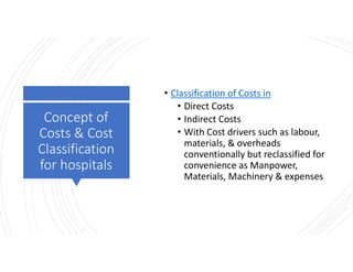 Costing for Hospitals - How to arrive at service level cost ? | PDF