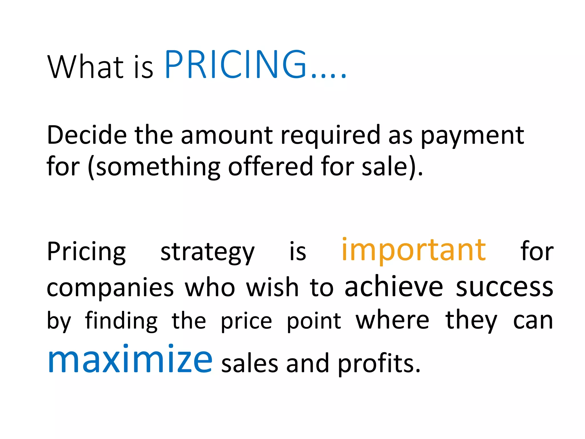 Costing and pricing | PPTX