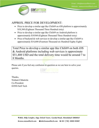 Costing for app like chilli69 dating app by EONSSoftTech | PDF