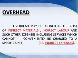 Costing for material labour and overhead | PPTX