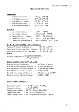 Costing formulae | PDF | Business Accounting & Finance | Business