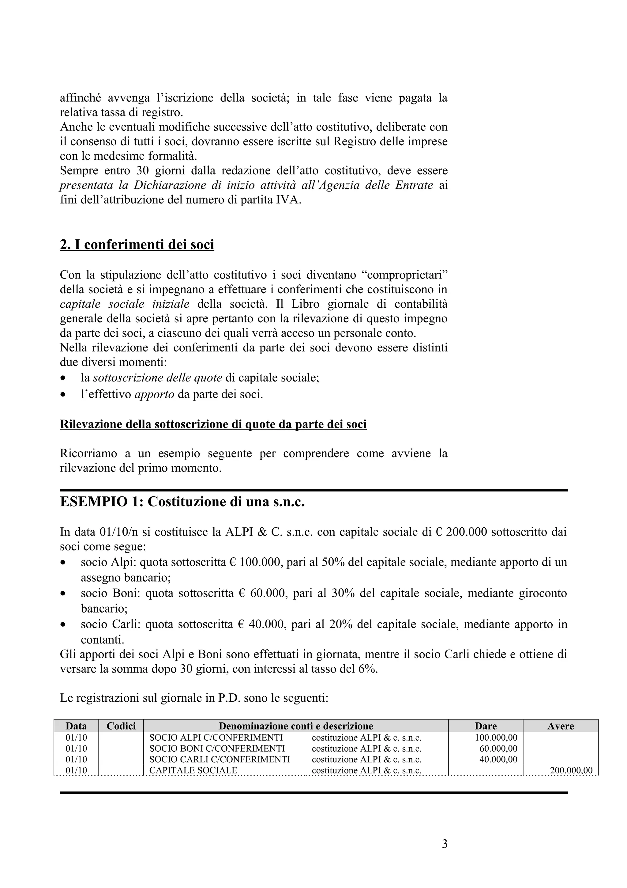 Costituzione società di persone | DOC