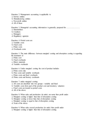 Cost & Management Accounting | DOCX