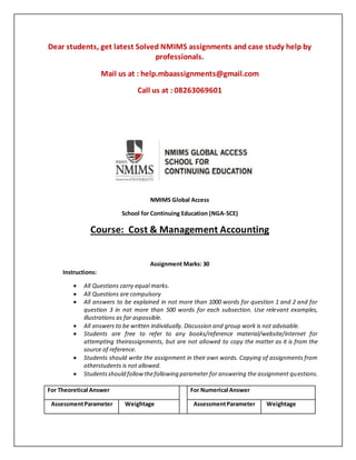 Cost & management accounting | DOC | Business Accounting & Finance | Business