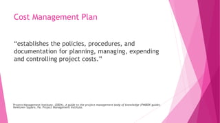 Cost management plan | PPTX