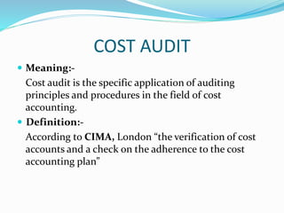 Cost & mgt audit ppt | PPTX
