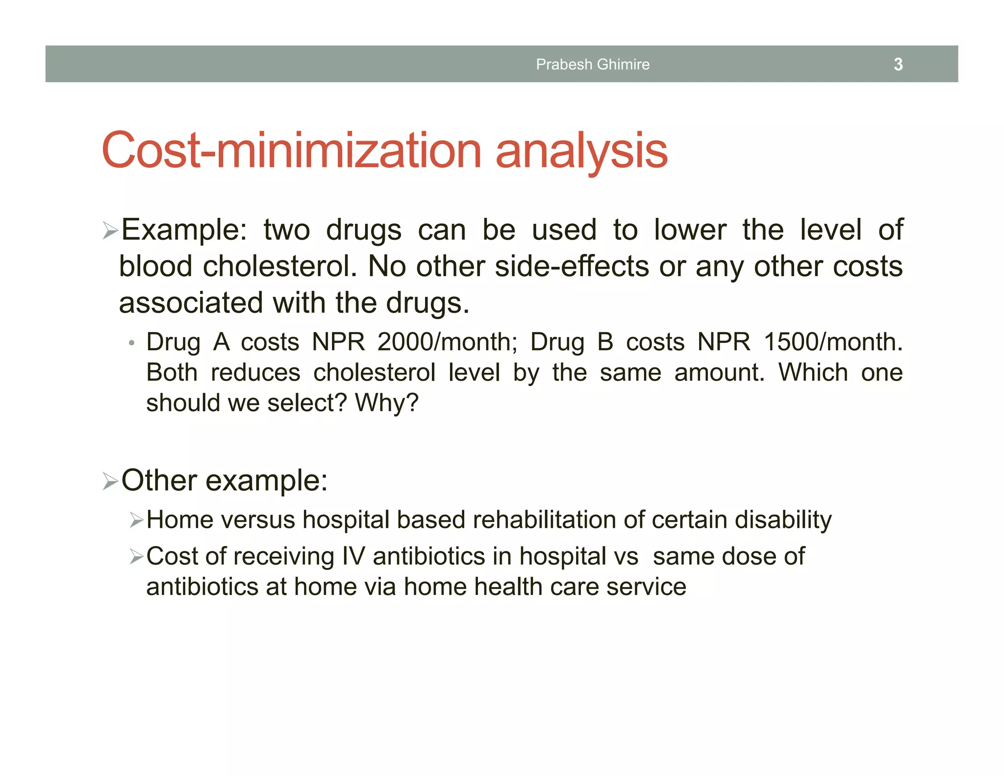 Cost Minimization Analysis in Health Care | PDF