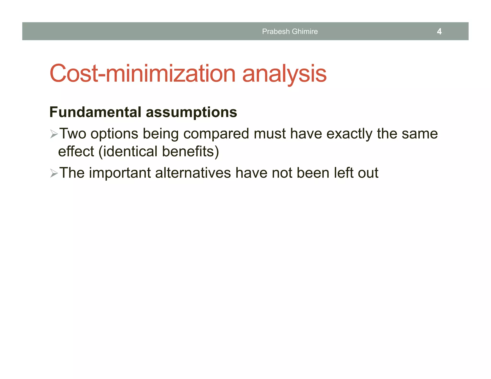 Cost Minimization Analysis in Health Care | PDF