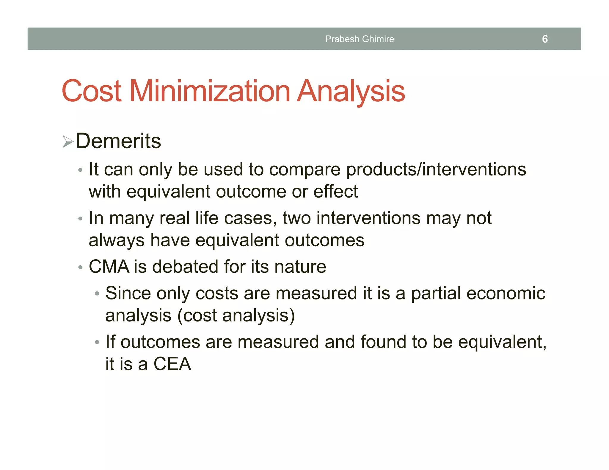 Cost Minimization Analysis in Health Care | PDF