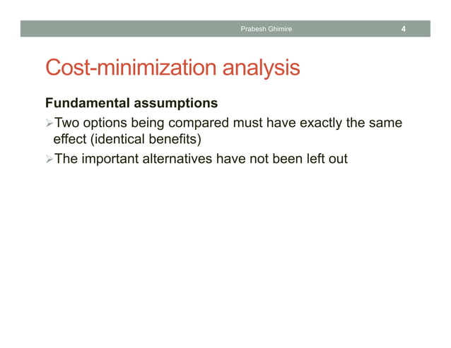 Cost Minimization Analysis in Health Care | PDF